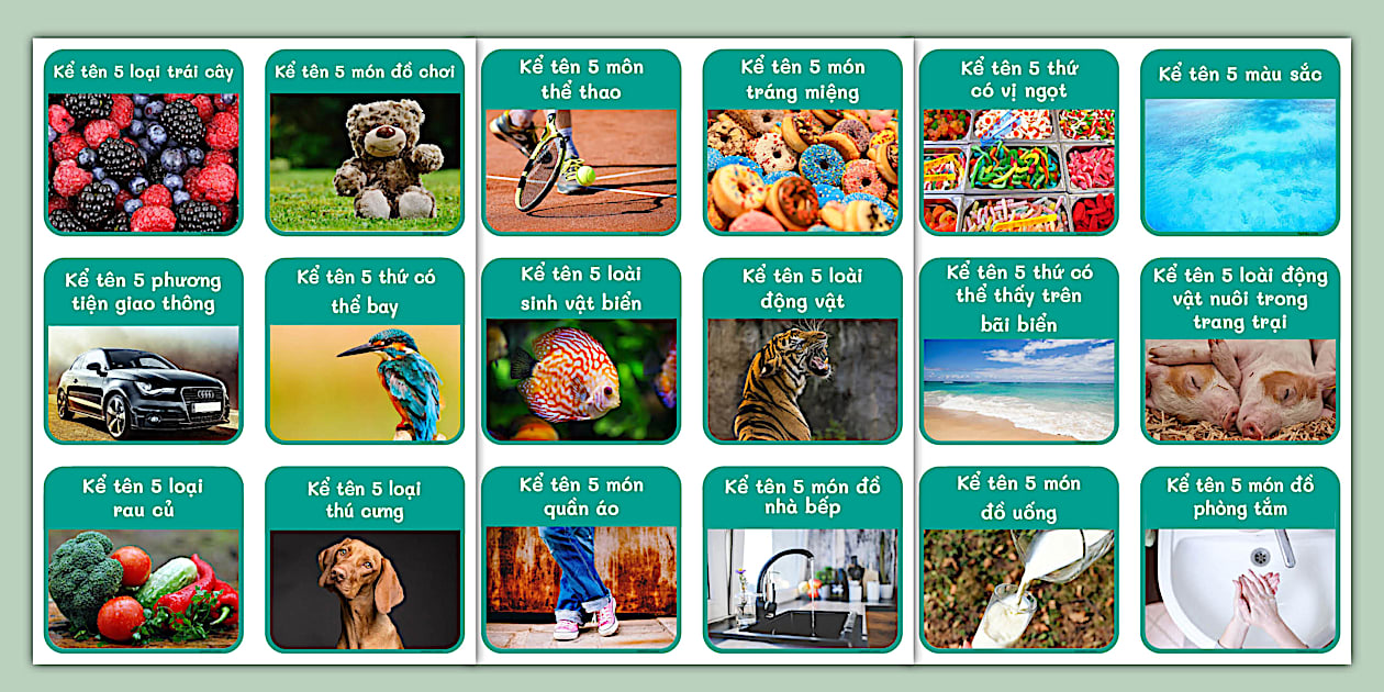 Thẻ Trò Chơi Kể Tên 5 Món, Trò Chơi Trong Lớp Học Cho Học Sinh Tiểu Học