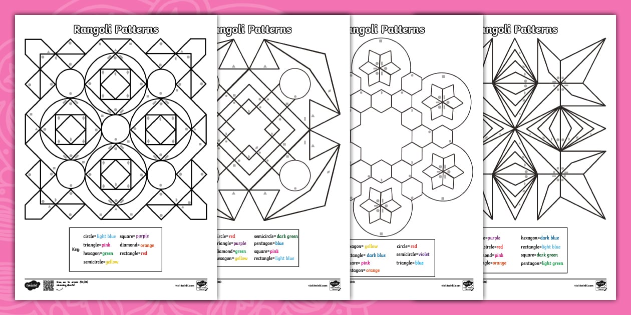Rangoli Colouring Activity (teacher made) - Twinkl