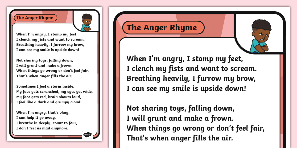The Anger Rhyme (teacher made) - Twinkl