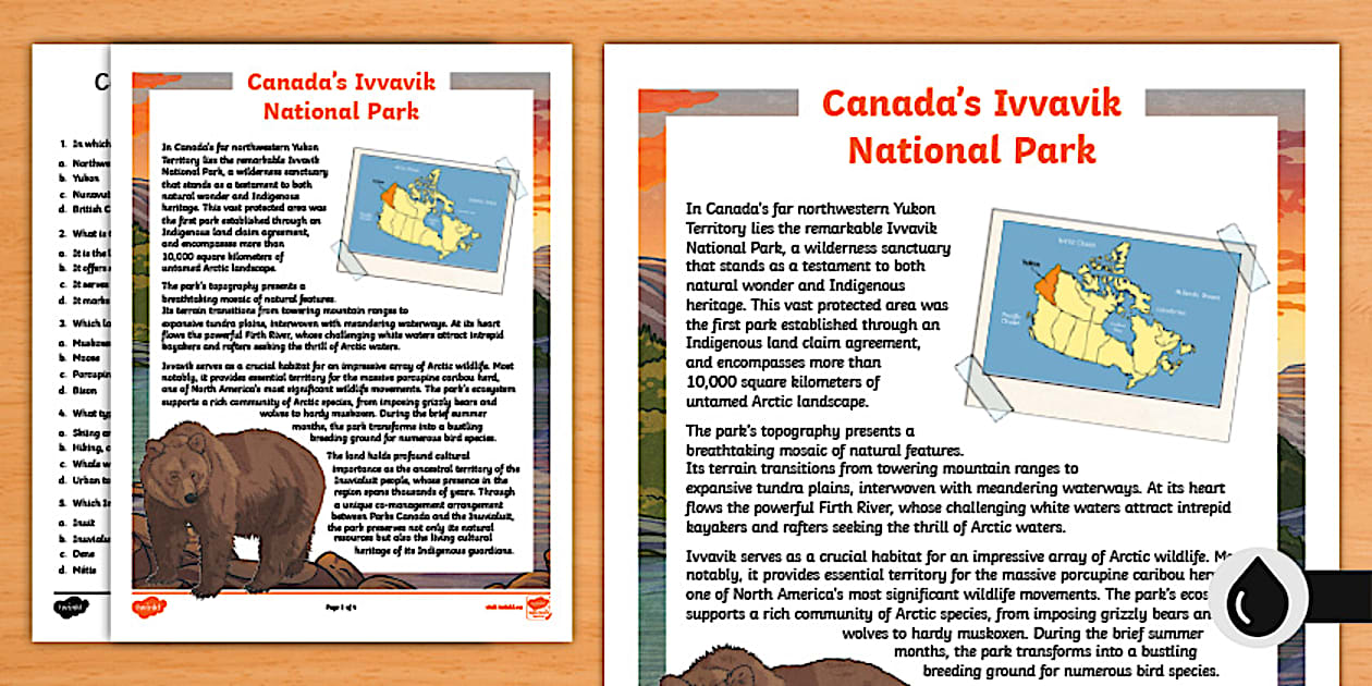 Canada's Ivvavik National Park Reading Comprehension