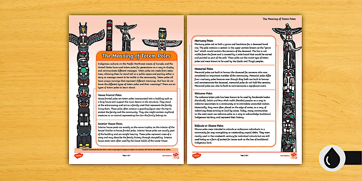 The Meaning of Totem Poles Fact File (Teacher-Made) - Twinkl