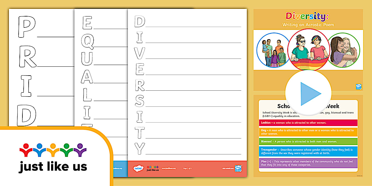 FREE! - LGBT+ Diversity Acrostic Poem Task – Primary Resources