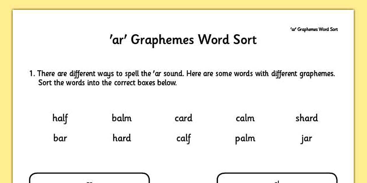 Phase 5 ar Graphemes Word Sort (teacher made) - Twinkl
