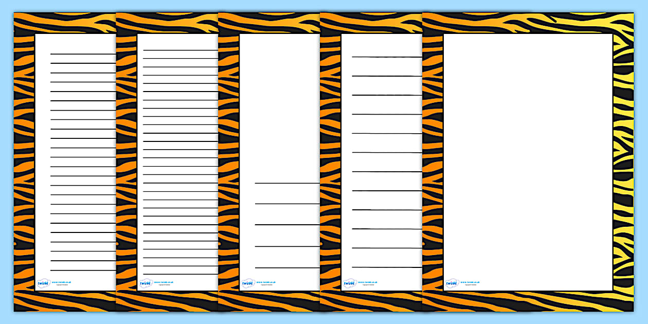 Editable Tiger Pattern Portrait Page Border (teacher made)