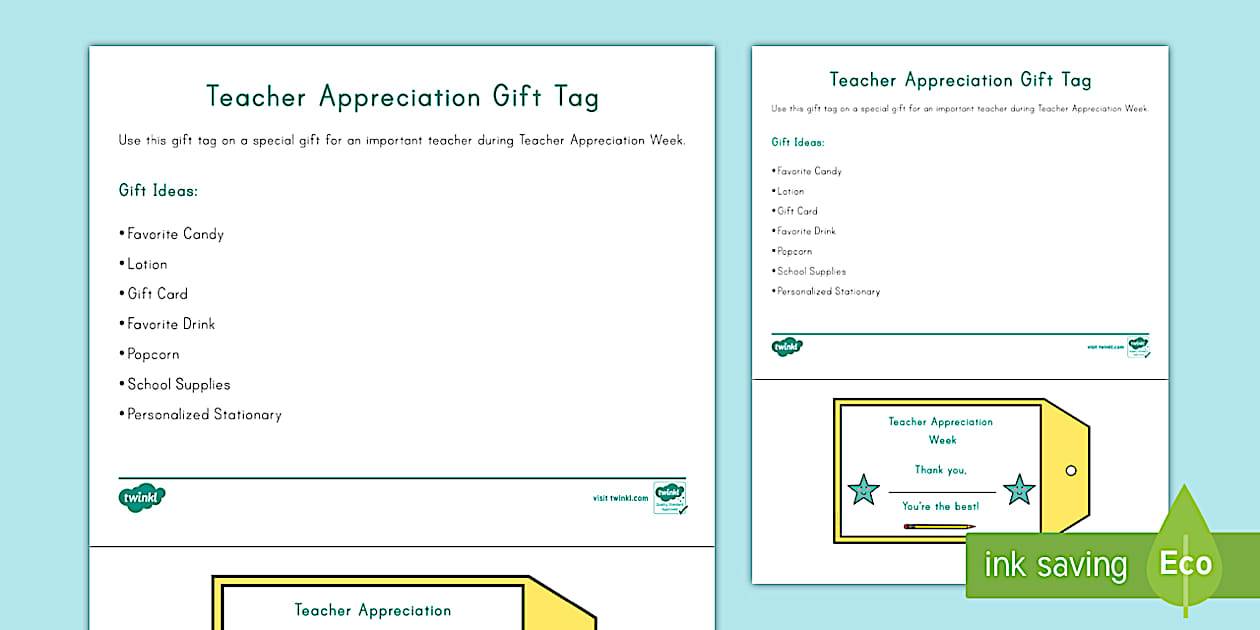 Teacher Appreciation – Editable Gift Tag Template – Twinkl