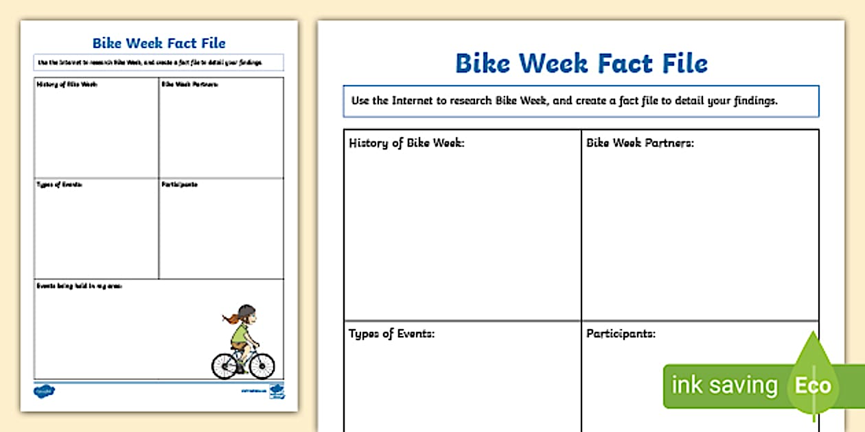 Bike Week Fact File Worksheet / Worksheet (teacher made)