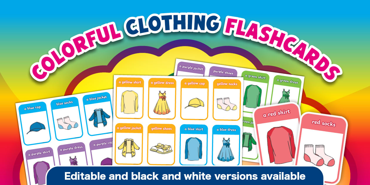 Multi-Purpose ESL Flashcards: Clothes and Colors - Twinkl