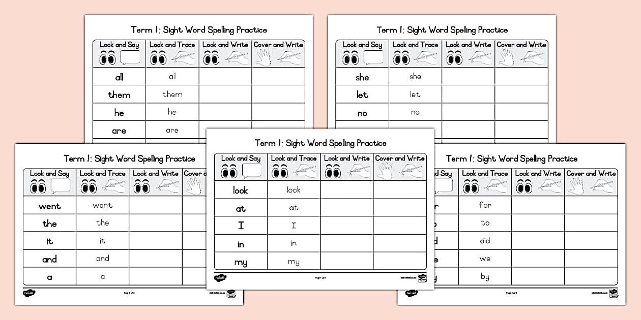 Grade 1 Term 1 Sight Word Spelling Sheets - Twinkl