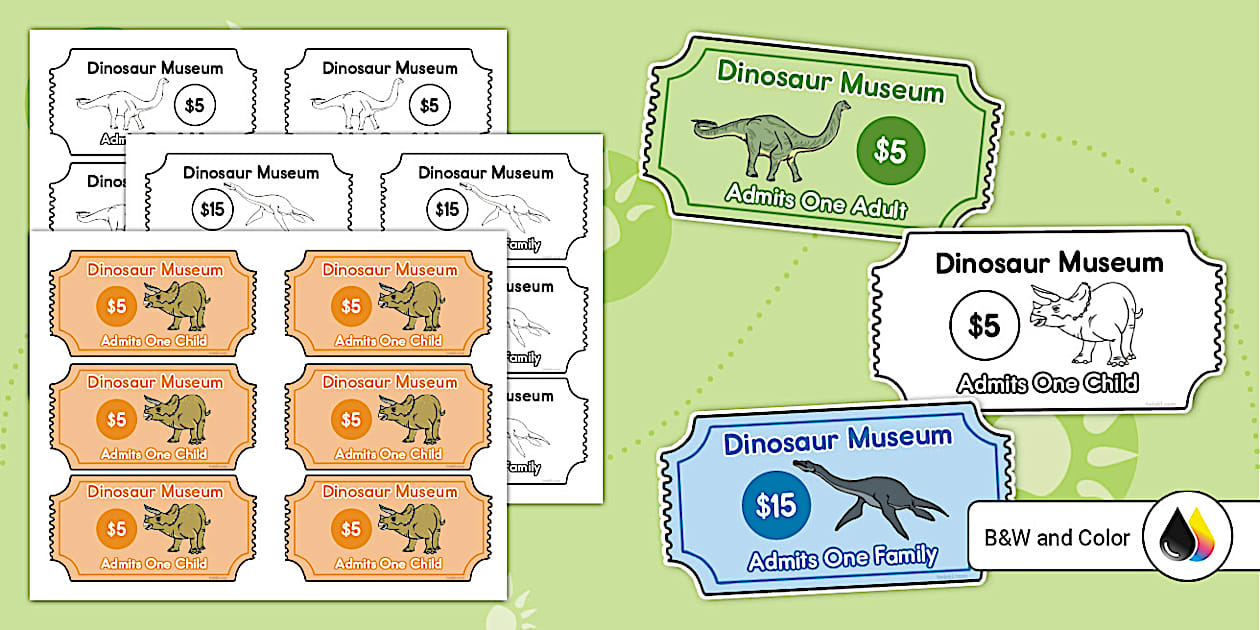 Printable Dinosaur Museum Role Play Tickets | Twinkl USA