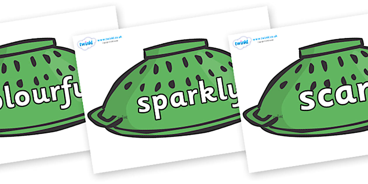 Wow Words on Colander Helmets (teacher made) - Twinkl