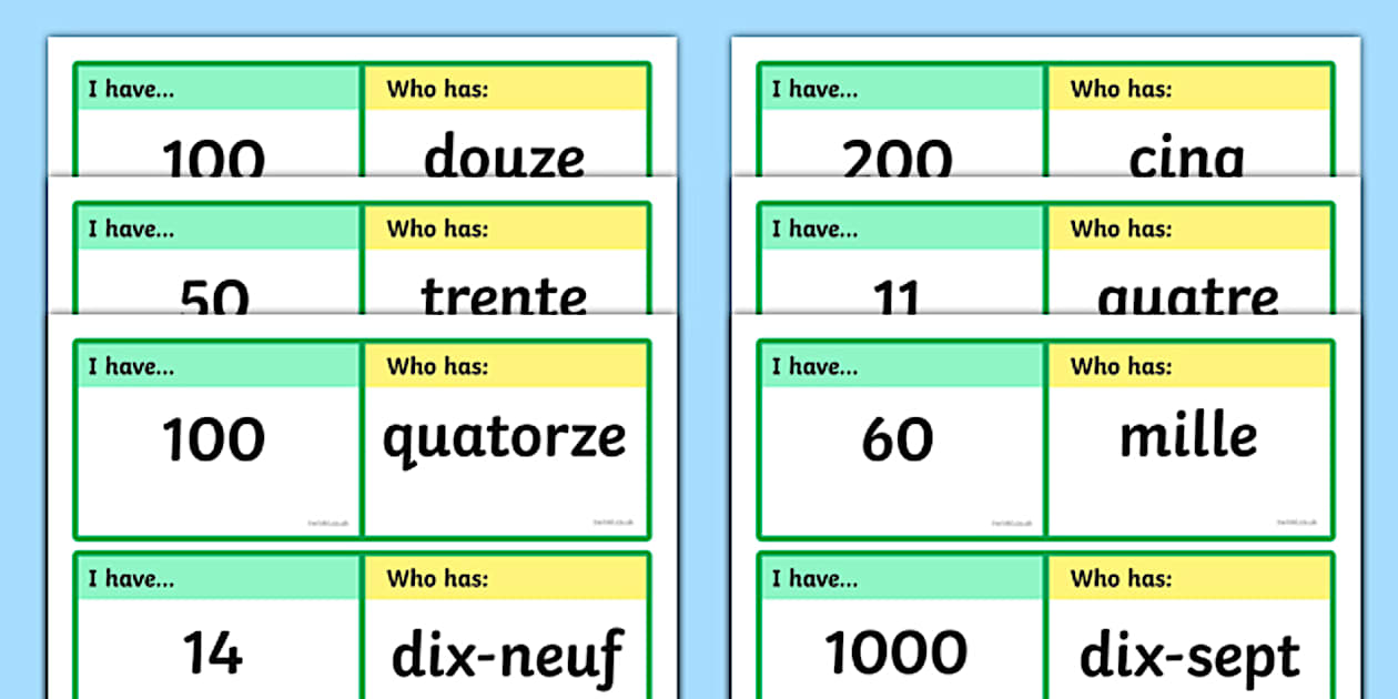 French Number Loop Cards 0 1000 (teacher made) - Twinkl