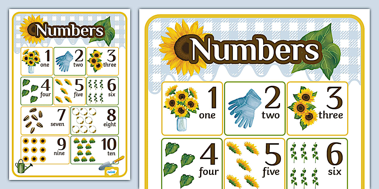 Sunflower-Themed Numbers 1-10 Display Poster (Teacher-Made)
