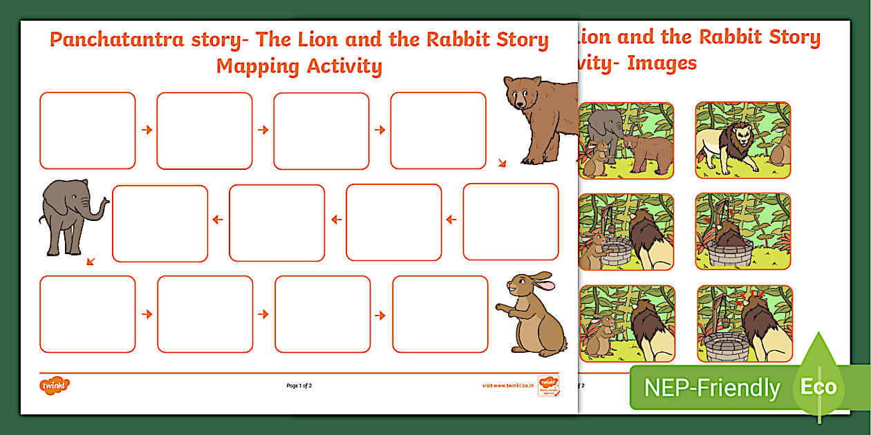 Panchatantra story- The Lion and the Rabbit Story Mapping Activity