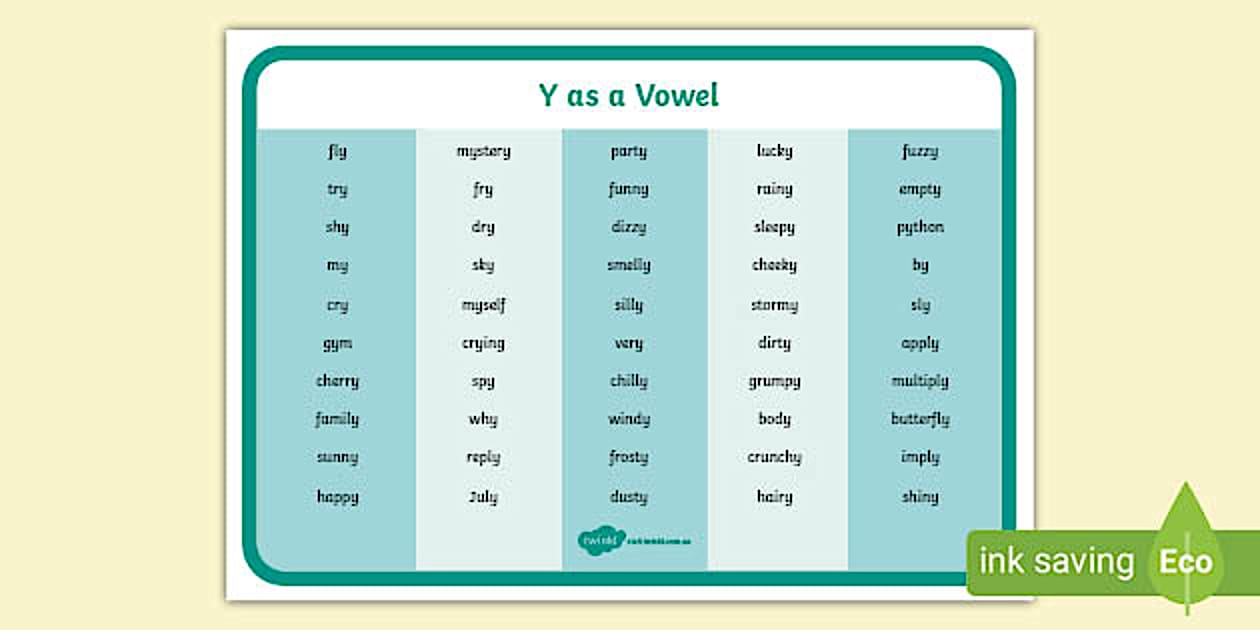 Y as a Vowel Word Mat - Twinkl Phonics (teacher made)
