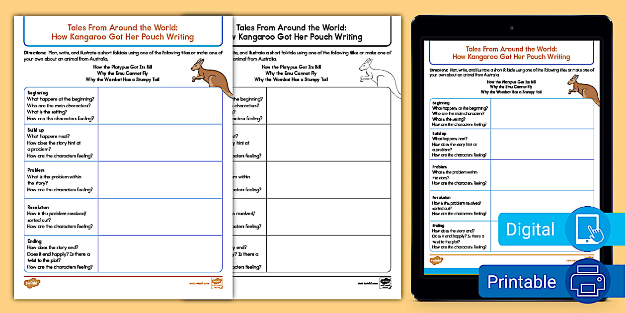 How Kangaroo Got Her Pouch Writing Worksheet (teacher made)