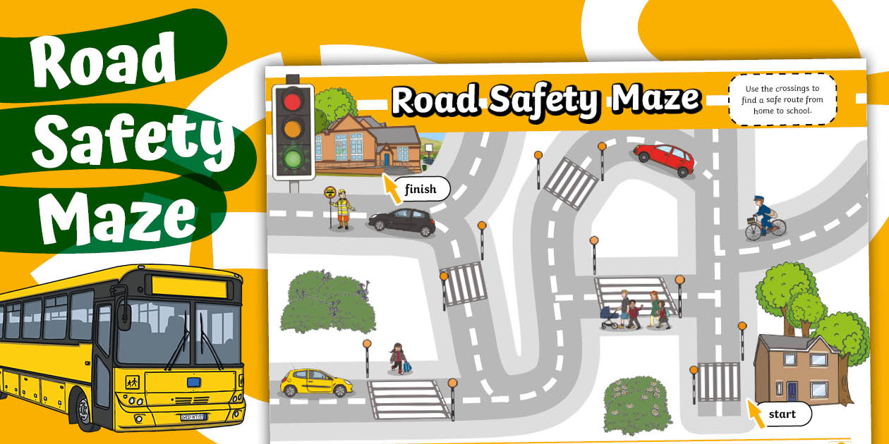 Road Safety Crossings Maze Activity - KS1 - Twinkl