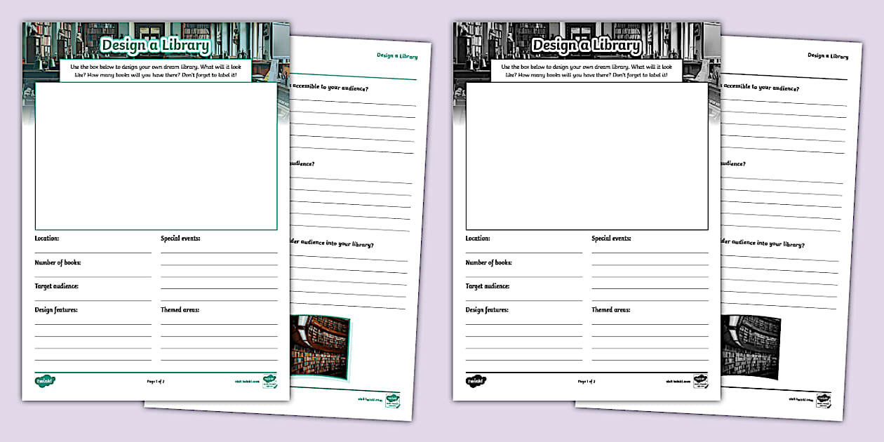 Design a Library Worksheet (teacher made) - Twinkl