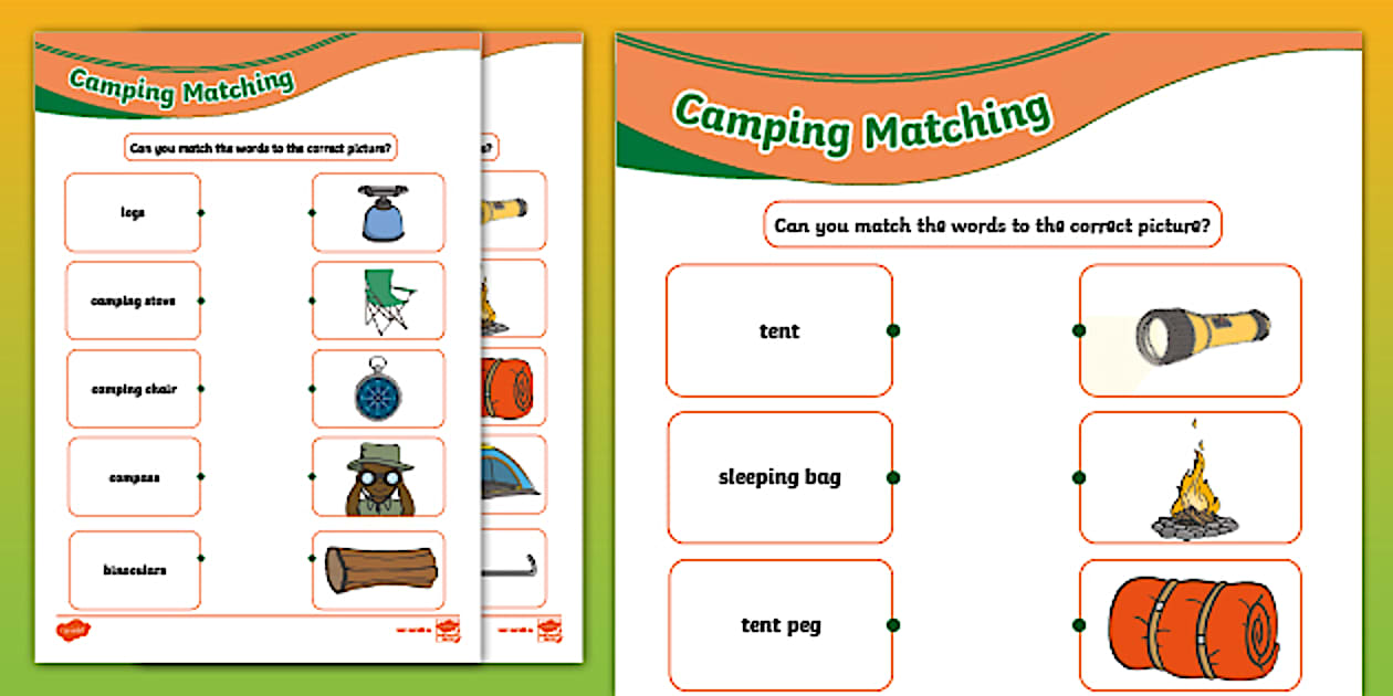 Camping Matching Worksheet