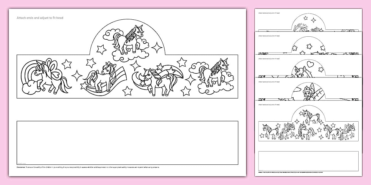 Unicorn Colouring Headbands Pack (Teacher-Made) - Twinkl