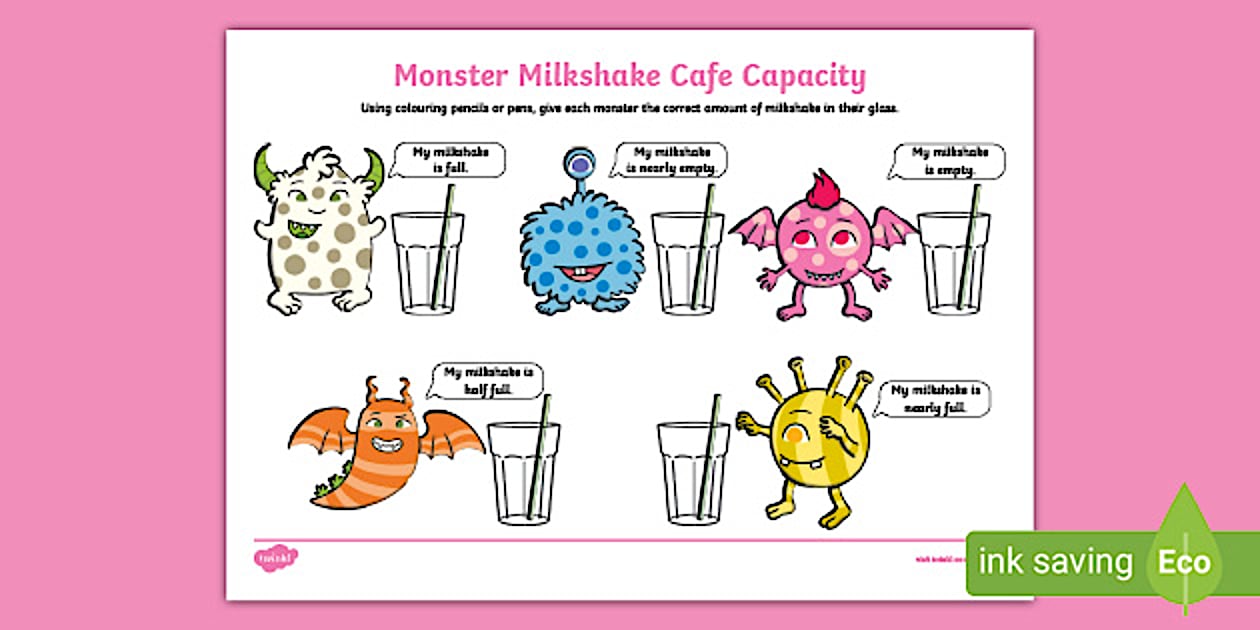 Editable Monster Milkshake Cafe Capacity Worksheet - Twinkl