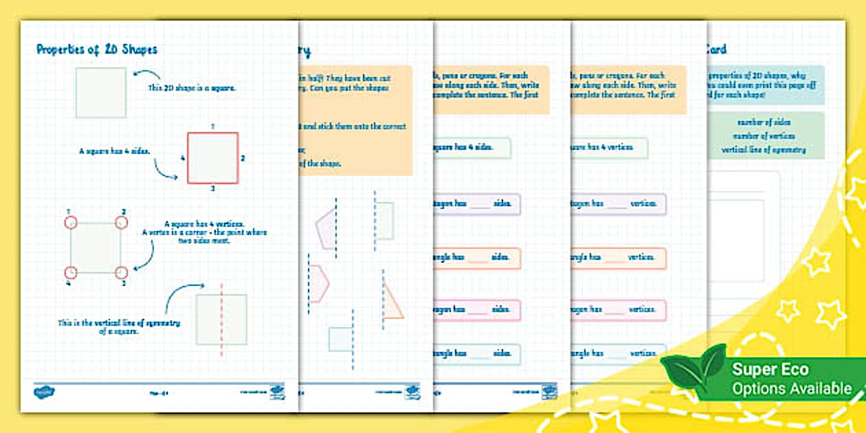 👉 Properties of 2D Shapes (Ages 6 - 7) (teacher made)