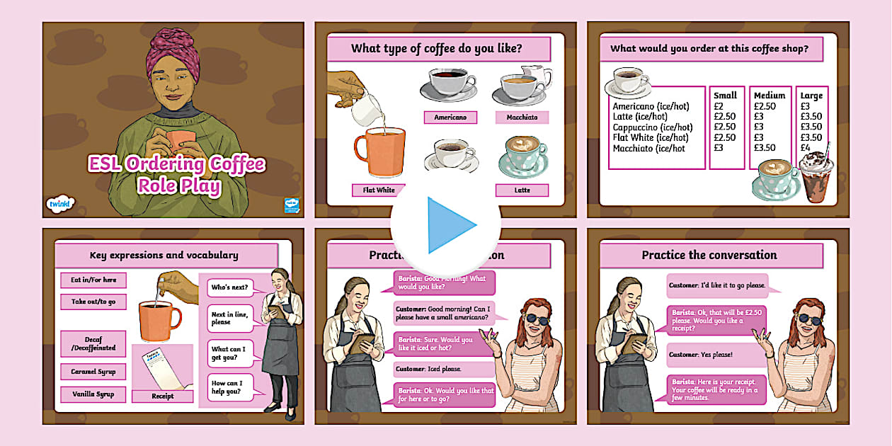 ESL Ordering Coffee Role Play (teacher made) - Twinkl