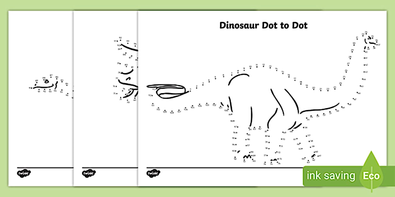 Dinosaur Dot to Dot Beyond 100 Worksheets - Twinkl