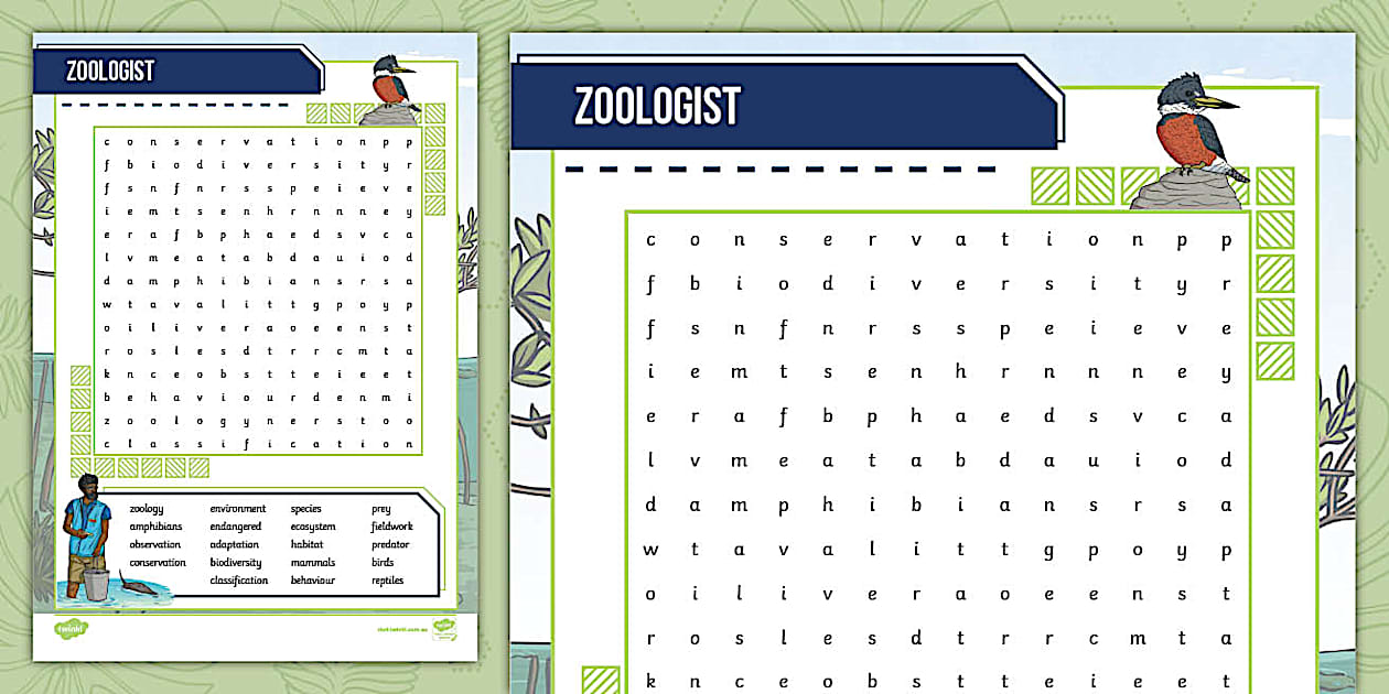 Zoologist Word Search (professor feito) - Twinkl
