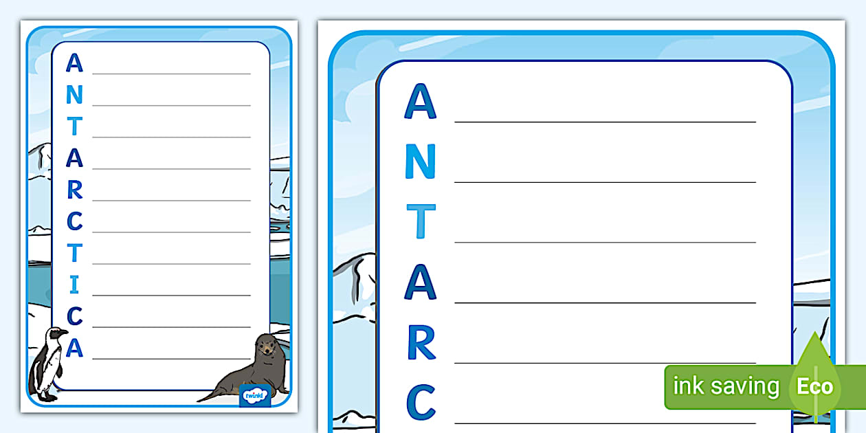 Antarctica Acrostic Poem Template (Teacher-Made) - Twinkl