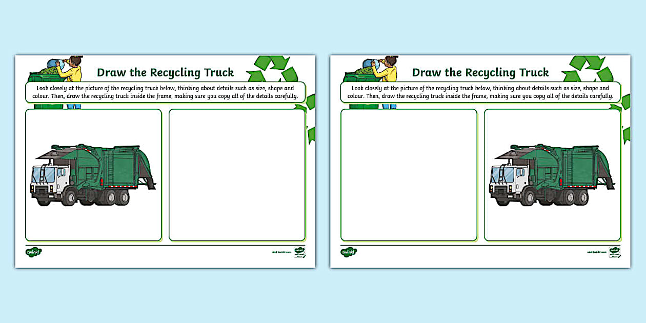 Draw the Recycling Truck Worksheet (teacher made) - Twinkl