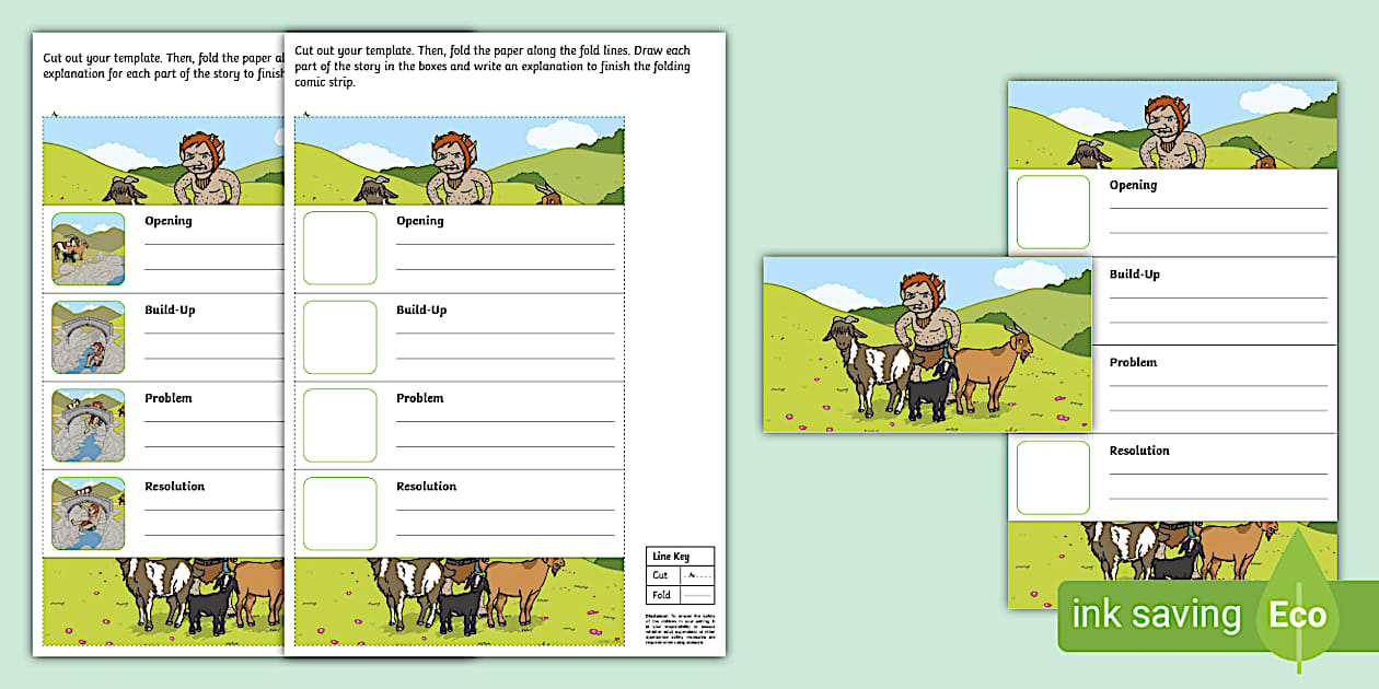 Three Billy Goats Gruff Folding Comic Strip Template