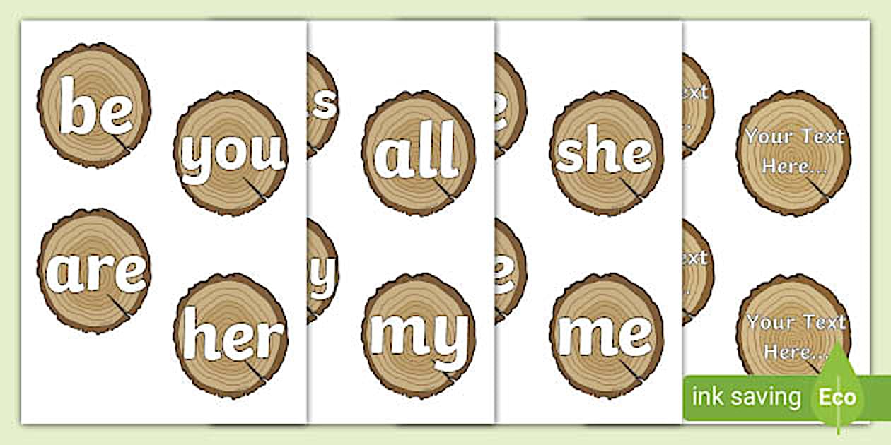 Editable Phase 3 Tricky Words on Tree Logs (teacher made)