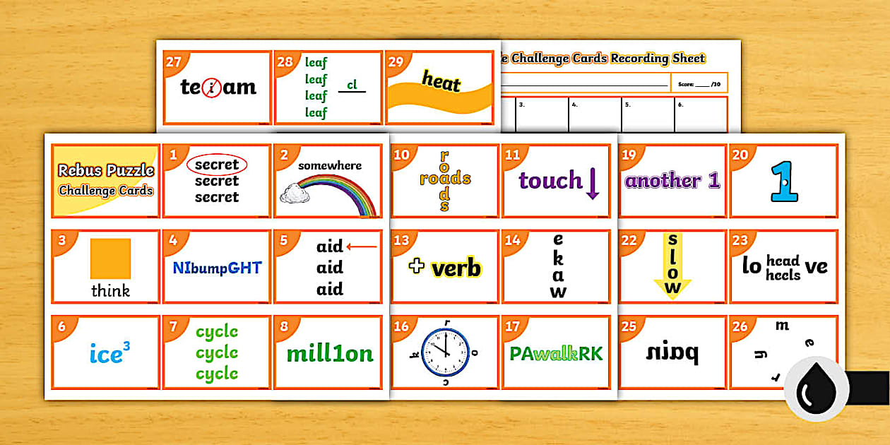 Rebus Puzzles Challenge Cards (teacher made) - Twinkl