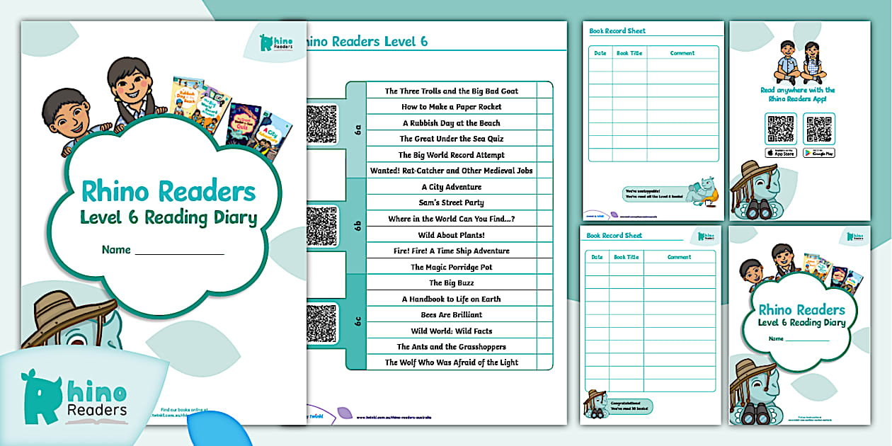 Rhino Readers Reading Diary - Level 6 (teacher made)