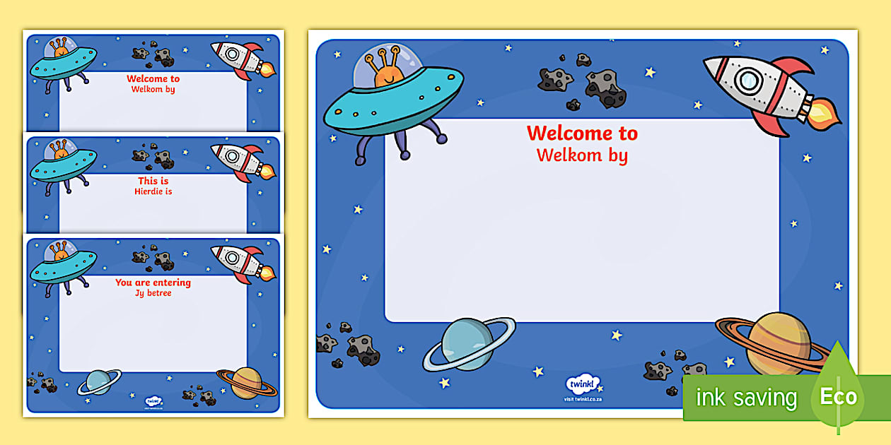 Space Themed Class Welcome Display Sign English/Afrikaans