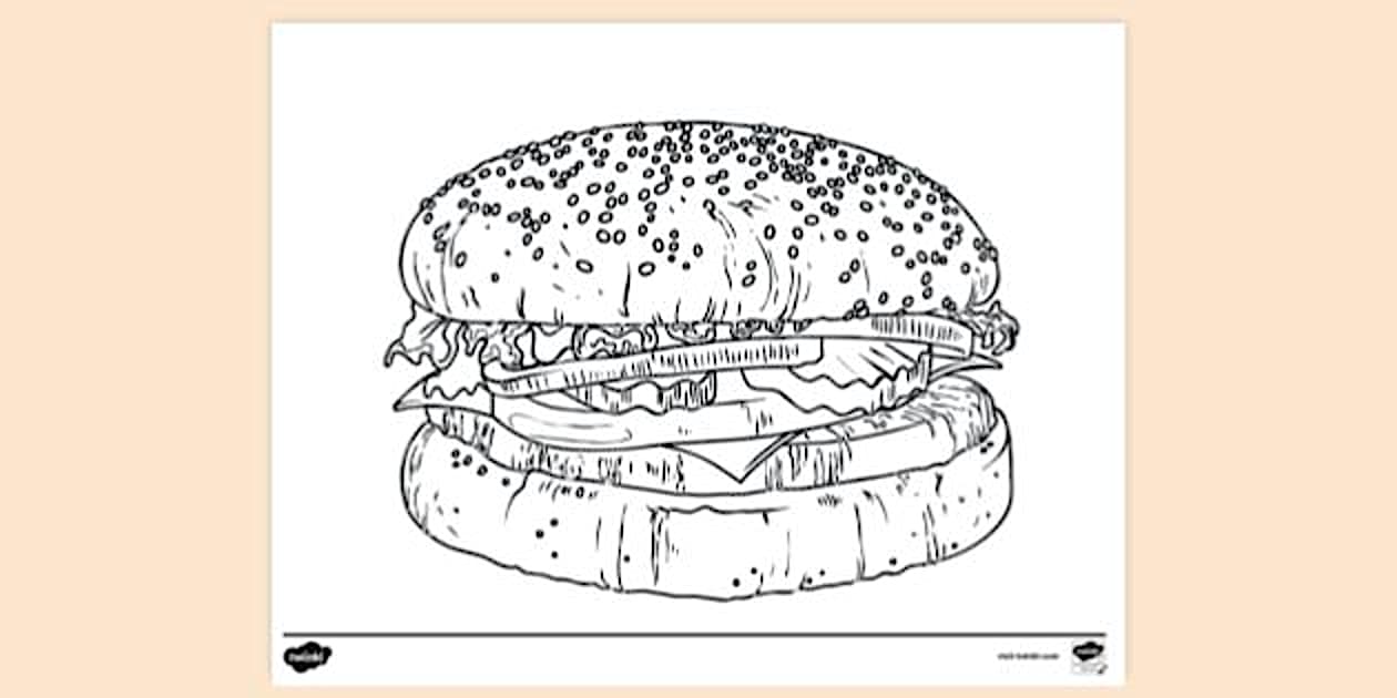 Hamburger Colouring Page Printable | Colouring Sheets