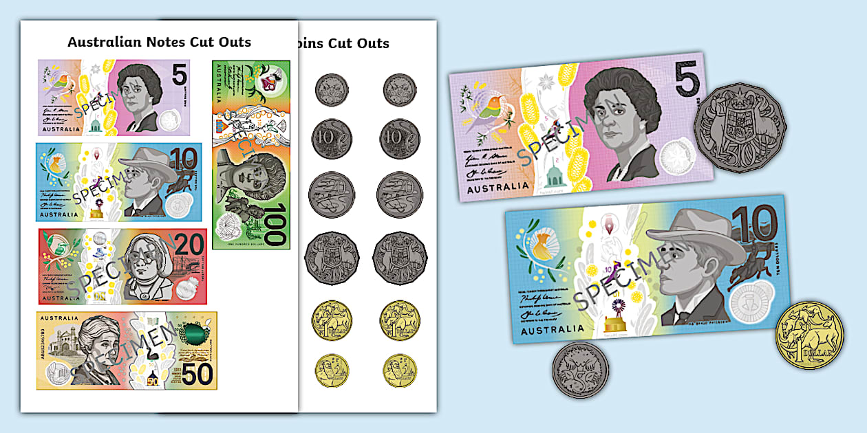Coins and Notes Cut Outs Resource Pack (teacher made)