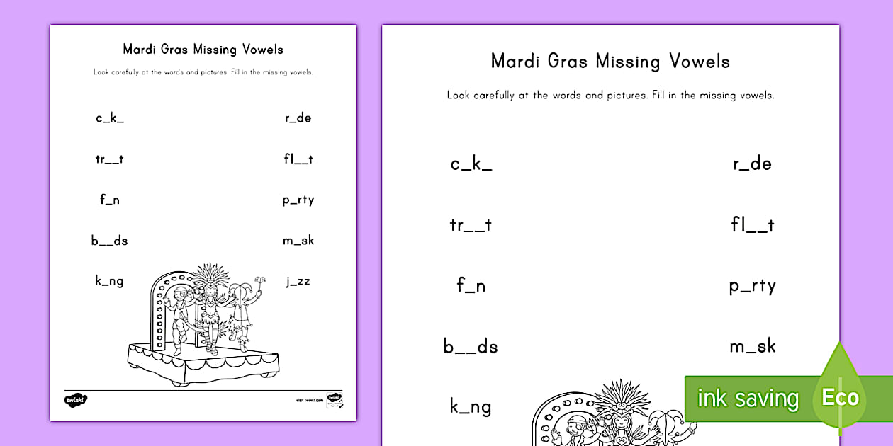 Printable Mardi Gras ELA Worksheet for Kids | Twinkl USA
