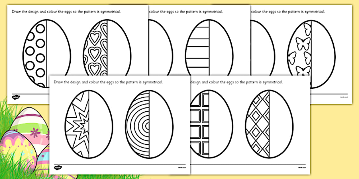 Easter Egg Symmetry Worksheet (teacher made) - Twinkl
