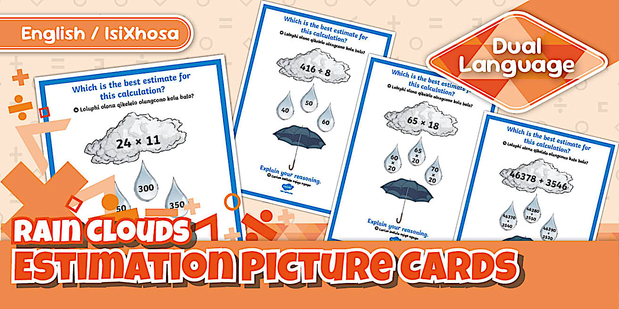 Maths Rain Clouds Estimation Picture Cards isiXhosa/English (CAPS Aligned)
