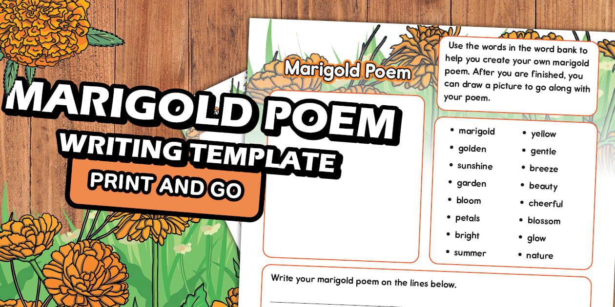 Marigold Poem Writing Template - Twinkl
