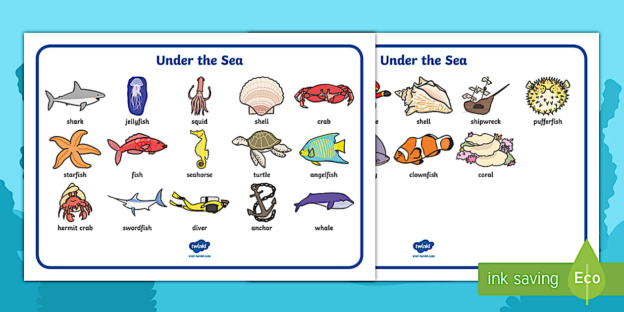 Under the Sea Word Mat - ESL Ocean Vocabulary - Twinkl
