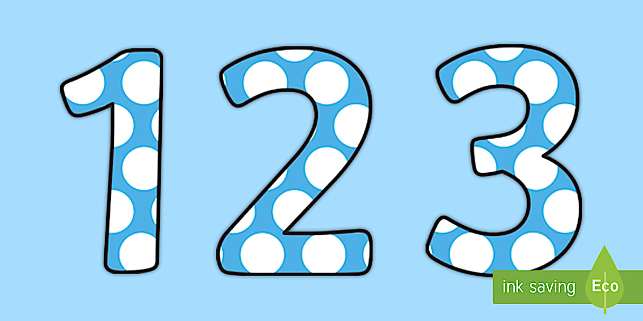👉 Blue and White Spotted Display Numbers - Twinkl