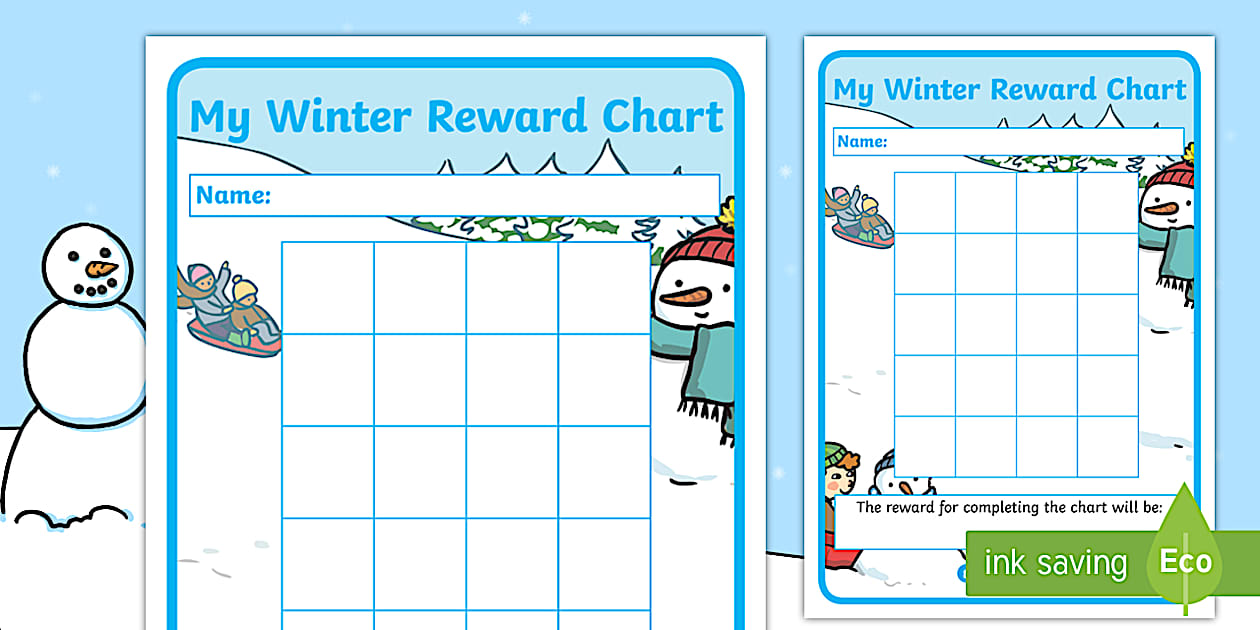 Editable Winter Themed 0-10 Sticker Stamp Reward Chart