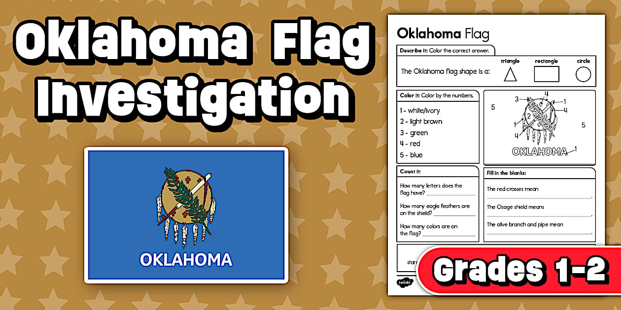 Oklahoma Flag Investigation Worksheet for 1st-2nd Grade