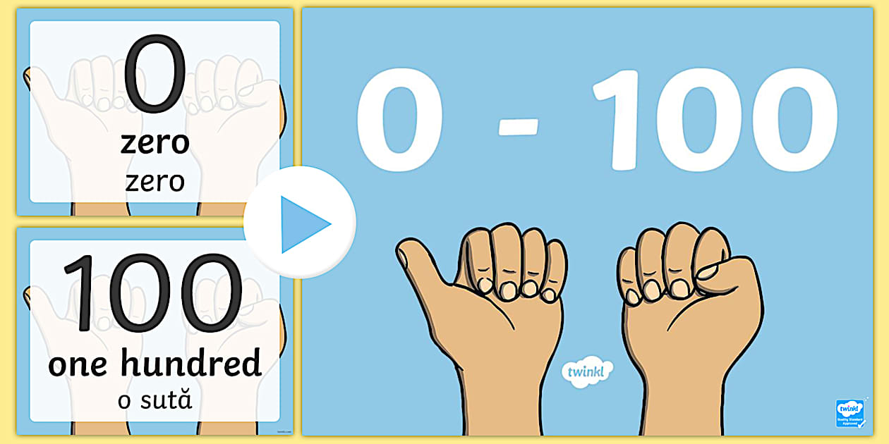 0 100 Numerals and Words Maths Counting PowerPoint English/Romania - 0 100