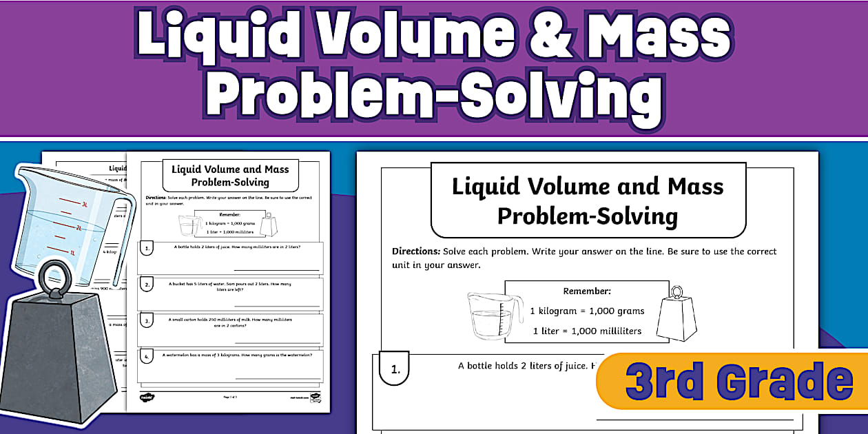 Third Liquid Volume and Mass Problem-Solving Worksheet