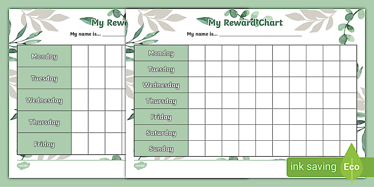 👉 Botanical Themed My Reward Chart (teacher made)