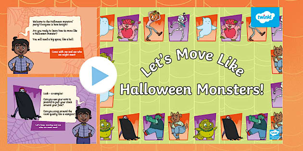 Let's Move Like Halloween Monsters! Role-Play PowerPoint
