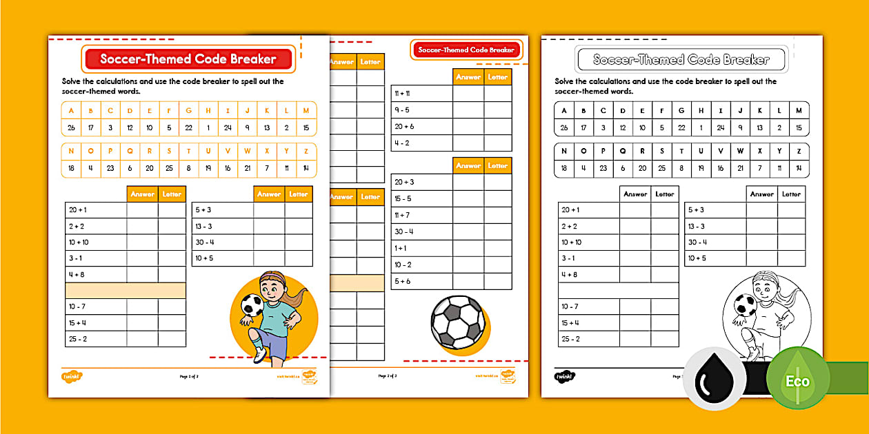 Soccer-Themed Code Breaker (teacher made) - Twinkl